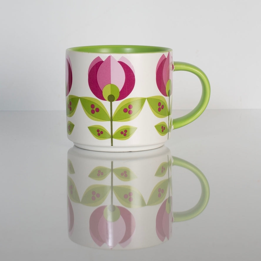 Tulip Flower Mid Century Modern Stackable Matte Coffee Mug – H3K Home ...